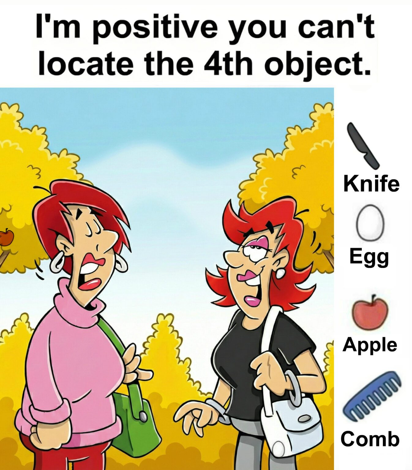 Find Knife, Egg, Apple, Comb. - STORIES